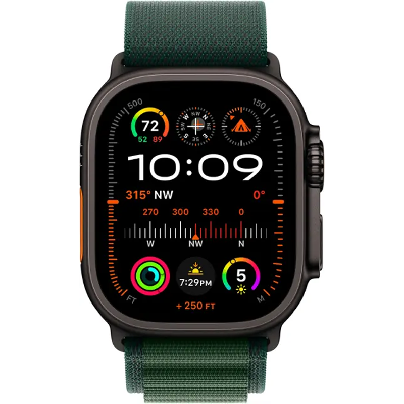 Apple Watch Ultra 2 49mm GPS Cell Black Titanium w Green Alpine Loop M